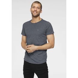 T-Shirt Tommy Jeans "TJM SLIM JASPE C NECK", Herren, Gr. L52, blau (twilight navy), Single Jersey, Obermaterial: 50% Baumwolle, 50% Polyester, meliert, Modisch, slim fit, Rundhals, Shirts, Classics Slim Fit mit Markenlabel