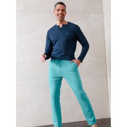 wäschepur Pyjamahose WÄSCHEPUR, Herren, Gr. 48/50, Normalgrößen, blau (ozean), 100% Baumwolle, unifarben, Hosen