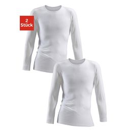 Unterhemd Clipper, Herren, Gr. 3, weiß, Feinripp, Obermaterial: 100% Baumwolle, unifarben, körpernah, Rundhals, Unterhemden, schlichtes Basic, Unterziehshirt - in Feinripp, Langarmshirt, Topseller