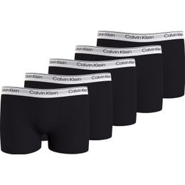 Trunk "5PK TRUNK", Jungen, Gr. 128/134, blk, blk, blk, blk, blk, Jersey, Obermaterial: 95% Baumwolle, 5% Elasthan, Calvin Klein Underwear, unifarben, körpernah, Unterhosen, mit Logobund
