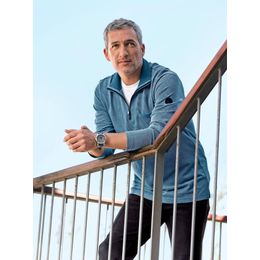 Langarmshirt Marco Donati "Langarm-Shirt", Herren, Gr. 44/46, blau (topas, meliert), 100% Baumwolle, meliert, Shirts