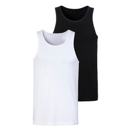 Tanktop John Devin, Herren, Gr. XXL (60/62), schwarz-weiß (schwarz, weiß), Jersey, Obermaterial: 60% Baumwolle, 40% Polyester, unifarben, Basic, regular fit, Rundhals, Tops, in schöner Melange-Optik