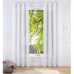 Gardine my home "Stern" Gr. 1, bunt, B:140cm H:145cm, Baumwolle (Bio-Baumwolle), Gardinen, Kindergardine, einseitig mit Sternen bedruckt, halbtransparent