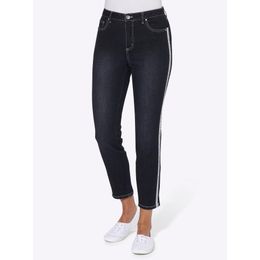 7/8-Jeans Casual Looks, Damen, Gr. 44, Normalgrößen, blau (dunkelblau, stone, washed), 79% Baumwolle, 19% Polyester, 2% Elasthan, unifarben, 7/8-Länge, Jeans