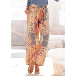 Palazzohose Buffalo, Damen, Gr. 46, N-Gr, bunt (orange, blau, bedruckt), Web, Obermaterial: 100% Viskose, bedruckt, figurumspielend lang, Hosen Palazzohose, mit Animalprint und elastischem Bund, leichte Sommerhose, Schlupfhose
