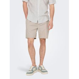 Only & Sons Shorts ONLY & SONS "ONSTEL LIFE 0119 SHORTS NOOS", Herren, Gr. L, N-Gr, silber (silber lining), Web, Obermaterial: 100% Baumwolle, unifarben, Basic, regular fit ca. Mitte Oberschenkel, Hosen