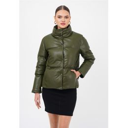 Steppjacke FRESHLIONS "Olena", Damen, Gr. L, gr&uuml;n, 100% Polyester, kariert, unifarben, lang, Jacken Steppjacke, im klassischen Design
