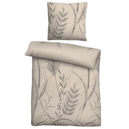 Bettwäsche Biberna Gr. 3, grau (taupe), B/L: 155cm x 220cm, Biber, B/L: 80cm x 80cm, 2 Stk., Biber, 100% Baumwolle, Bettwäsche