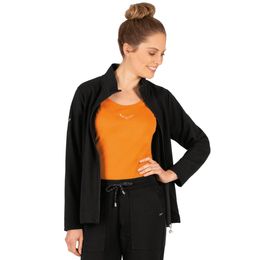 Sweatjacke TRIGEMA "TRIGEMA Jacke mit funkelnden Strass-Steinen", Damen, Gr. L, schwarz, 55% Polyester, 45% Baumwolle, Sweatjacken