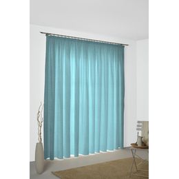 Vorhang WIRTH "Bachfeld" Gr. 1, blau (hellblau), B:132cm H:145cm, Jacquard, Polyacryl, Gardinen