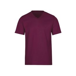 T-Shirt TRIGEMA "TRIGEMA V-Shirt DELUXE Baumwolle", Damen, Gr. XL, rot (sangria), 100% Baumwolle, Basic, Shirts