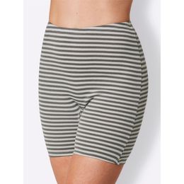 wäschepur Lange Unterhose WÄSCHEPUR, Damen, Gr. 36/38, schwarz (anthrazit, geringelt), 75% Baumwolle, 25% Polyester, Unterhosen