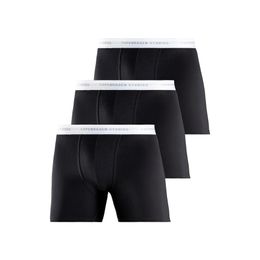 Langer Boxer Copenhagen Studios "Boxershorts für Herren", Herren, Gr. L, schwarz-weiß (schwarz, weiß), Jersey, Obermaterial: 95% Baumwolle, 5% Elasthan (LYCRA), unifarben, Unterhosen, mit längerem Bein und Logobund