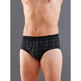 Slip Schiesser, Herren, Gr. 5, schwarz (schwarz, kariert), 100% Baumwolle, Unterhosen