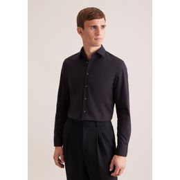 Businesshemd Seidensticker "Schwarze Rose", Herren, Gr. XS (36), normale Ärmellängen, schwarz, 100% Baumwolle, unifarben, slim fit, 2-Knopf-Manschette, Hemden, Slim 1/1 Kentkragen Uni