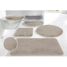 Badematte my home "Rabbit Badematten, Badvorleger, Badezimmer Teppich" Gr. 1, grau (taupe), H:30mm, Polyester, Badematten, Kaninchenfell-Haptik, Badteppich, rechteckig, rund & als 3-tlg. Set
