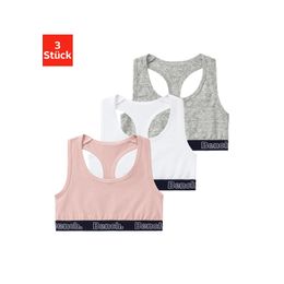 Bustier Bench., Mädchen, Gr. 134/140, N-Gr, rosa (rosa, weiß, grau, meliert), Jersey, Obermaterial: 90% Baumwolle, 10% Elasthan (LYCRA), unifarben, Sportlich, körpernah, BHs, in sportlicher Optik mit Ringerrücken