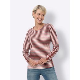 T-Shirt Classic Basics "Streifenshirt", Damen, Gr. 40, kirsche, champagner, geringelt, 100% Baumwolle, gemustert, gestreift, mehrfarbig, Rundhals, Shirts T-Shirt