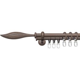 Gardinenstange Liedeco "Esp Blatt" Gr. 1, braun (rost), L:120cm Ø:16mm, Metall, Gardinenstangen