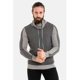 Cipo & Baxx Rundhalspullover CIPO & BAXX "Pullover", Herren, Gr. S, grau, 50% Baumwolle;50% Polyacryl, gestreift, regular fit, Rundhals, Pullover, im modernen Look, CP264