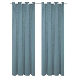 Gardine HEINE HOME Gr. 1, blau (rauchblau), B:140cm H:160cm, Polyester, Gardinen, Gardine