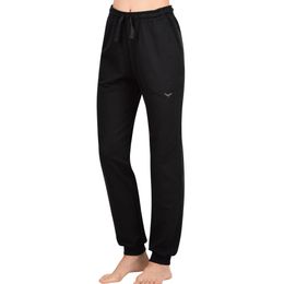 Sweathose TRIGEMA "TRIGEMA Jogginghose aus Biobaumwolle", Damen, Gr. S, US-Gr&ouml;&szlig;en, schwarz, 75% Baumwolle (Biobaumwolle kbA), 25% Baumwolle (recycelt), Basic, Hosen Sweathose