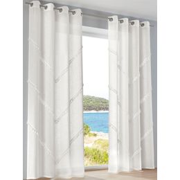 Gardine HEINE HOME Gr. 1, wei&szlig;, B:130cm H:145cm, Polyester, Gardinen, Gardine