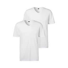 T-Shirt s.Oliver, Herren, Gr. L, weiß, Jersey, Obermaterial: 95% Baumwolle, 5% Elasthan, unifarben, bequem normal, V-Ausschnitt, abgesteppte Kante, Shirts, klassisches Unterziehshirt