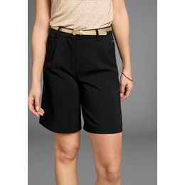 Chinoshorts Laura Scott, Damen, Gr. 34, N-Gr, schwarz, Obermaterial: 94% Polyester, 6% Elasthan, unifarben, Feminin, regular fit kniefrei, Hosen, mit passendem Gürtel