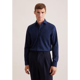Businesshemd Seidensticker "Schwarze Rose", Herren, Gr. S38, normale &Auml;rmell&auml;ngen, blau (dunkelblau), 100% Baumwolle, unifarben, regular fit, 2-Knopf-Manschette, Hemden, Regular 1/1 Kentkragen Uni