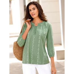 V-Shirt Inspirationen "Shirt", Damen, Gr. 36, grün (eucalyptus), 100% Baumwolle, unifarben, V-Ausschnitt, Shirts