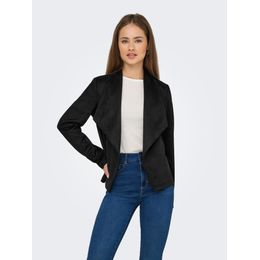 Kurzjacke Only "ONLJOLINE FAUX SUEDE DRAPY JACKET OTW", Damen, Gr. L, schwarz, Web, Obermaterial: 92% Polyester, 8% Elasthan, unifarben, modisch, regular fit, V-Ausschnitt, Jacken, in Wildleder Optik