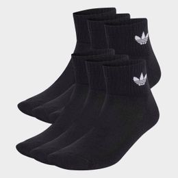 Sportsocken adidas originals "1/4 SOCKS 6P", Herren, Gr. S (37/39), schwarz, Obermaterial: 65% Baumwolle, 32% Polyester, 2% Elasthan, 1% sonstige Fasern, Socken, Knöchellange Socken im Trefoil Style, 6er Packung