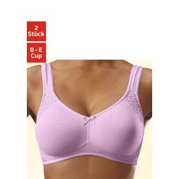 Soft-BH Petite Fleur, Damen, Gr. 75, Cup B, lila (flieder, weiß), Jersey, Obermaterial: 85% Baumwolle, 10% Polyamid, 5% Elasthan, Basic, BHs BH BH-Set Baumwoll-Wäsche Bügelloser-BH, ohne Bügel, aus Baumwolle