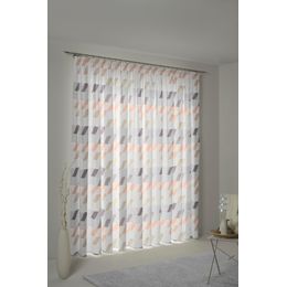 Vorhang WIRTH "Bray" Gr. 1, rosa (rosé), B:132cm H:145cm, Jacquard, Baumwolle, Polyester, Gardinen