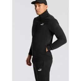 Trainingsanzug Puma "ESS SWEAT SUIT FL", Herren, Gr. XL, schwarz (Puma schwarz), Fleece, Obermaterial: 66% Baumwolle, 34% Polyester, bedruckt, regular fit, Sportanzüge