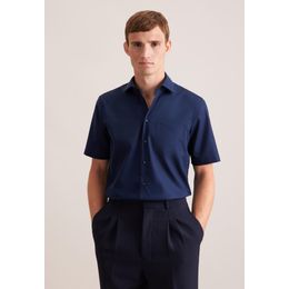 Businesshemd Seidensticker "Schwarze Rose", Herren, Gr. XL (43), normale &Auml;rmell&auml;ngen, blau (dunkelblau), 100% Baumwolle, unifarben, regular fit, gerader Abschluss, Hemden, Regular 1/2 Kentkragen Uni