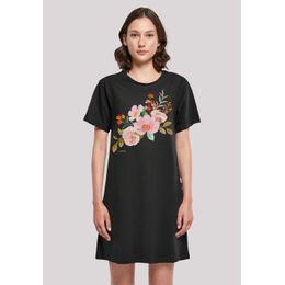 Shirtkleid F4NT4STIC "Blumenmuster Damen T-Shirt Kleid", Damen, Gr. 3XL, schwarz, Obermaterial: 100% Baumwolle, regular fit, Rundhals, ohne Bündchen, Kleider Shirtkleid, Print