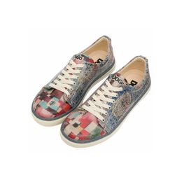 Sneaker DOGO "Classic Schn&uuml;rsneaker Mini Mosaic Damen Sneaker", Damen, Gr. 36, Normalschaft, bunt (mehrfarbig), Lederimitat, Schuhe Skaterschuh Schn&uuml;rschuh Sneaker low, Handgefertigt