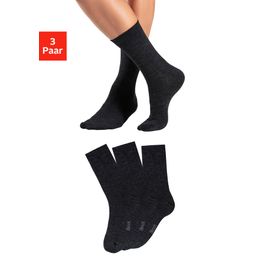 Socken Bench., Damen, Gr. 43-46, grau (3x anthrazit), Elasthan, Polyamid, Wolle, uni und melange, Socken Socken, Herrensocken mit w&auml;rmender Wolle