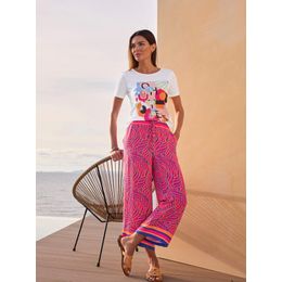 T-Shirt Heine "Shirt", Damen, Gr. 34, weiß, 95% Baumwolle, 5% Elasthan, bedruckt, gemustert, mehrfarbig, Rundhals, Shirts
