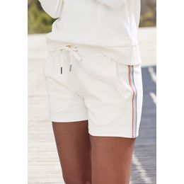 H.I.S. Shorts H.I.S, Damen, Gr. 32/34, N-Gr, beige (ecru), Interlock, Obermaterial: 60% Baumwolle, 40% Polyester, unifarben, bequem, Hosen, mit seitlichen Streifen, Loungewear