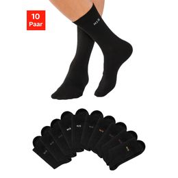 H.I.S. Socken H.I.S, Herren, Gr. 43-46, schwarz (10x schwarz), Baumwollmischung, unifarben, elastisch, Socken Multipacks, mit farbigem Innenbund