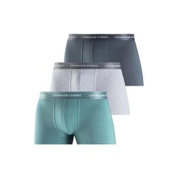 Boxer Copenhagen Studios "Boxershorts für Herren", Herren, Gr. L, grün (salbei, dunkelsalbei, grau, meliert), Jersey, Obermaterial: 95% Baumwolle, 5% Elasthan (LYCRA), unifarben, Unterhosen, mit farbigem Logo-Bund