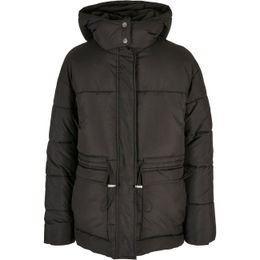 Winterjacke Urban Classics "Urban Classics Damen Ladies Waisted Puffer Jacket", Damen, Gr. L, schwarz, 100% Polyamid, unifarben, oversize, ohne Ausschnitt, Jacken
