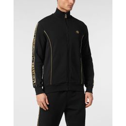 Yoga-Sweatjacke Plein Sport "Jogging-Jacke", Herren, Gr. M, 0294, schwarz, lightgold, Obermaterial: 88% Baumwolle, 12% Polyester, Sweatjacken