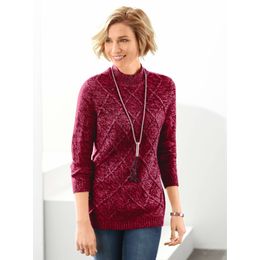 Stehkragenpullover Classic Basics "Pullover", Damen, Gr. 38, rot (rot, meliert), 60% Polyacryl, 40% Baumwolle, unifarben, Pullover Stehkragenpullover
