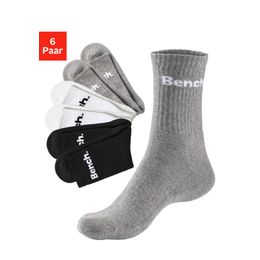 Tennissocken Bench., Damen, Gr. 35-38, schwarz-wei&szlig; (2x schwarz, 2x wei&szlig;, 2x grau, meliert), Baumwollmischung, unifarben, elastisch, Socken Tennissocken, mit Fu&szlig; Polsterung