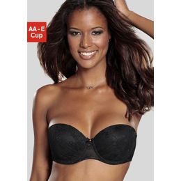 Push-up-BH Lascana "Chelina", Damen, Gr. 75, Cup B, schwarz, Spitze, Obermaterial: 80% Polyamid, 20% Elasthan, BHs Push-up-BH, mit abnehmbaren, normalen und transparenten Tr&auml;gern, Dessous