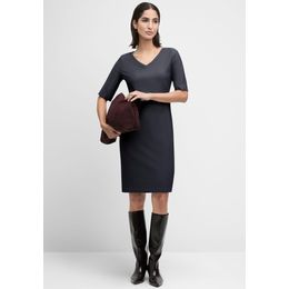 Etuikleid Cinque "CIICON", Damen, Gr. 38, N-Gr, blau (dunkelblau), Web, Obermaterial: 53% Polyamid, 43% Schurwolle, 4% Elasthan, unifarben, klassisch knielang, V-Ausschnitt, 2-Naht-&Auml;rmel,eingesetzt,&Auml;rmel ohne &Auml;rmelschlitz gerader Abschluss, Kleider Etuikleid, Mit Markenlabel